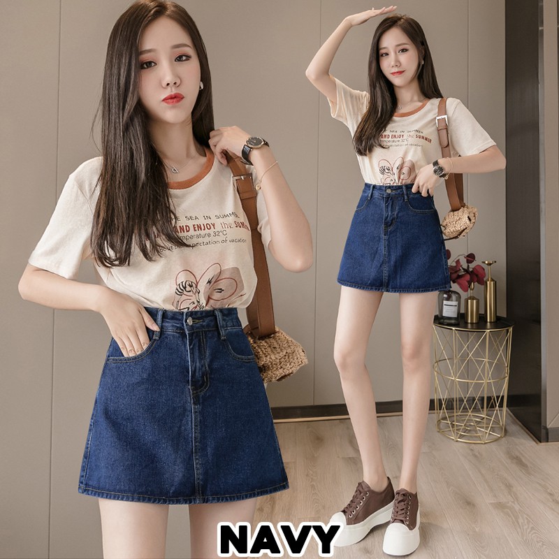 Jual KARAKOREA 6153 Momoland Denim Skirt Rok Jeans Rok Mini Rok Pendek ...