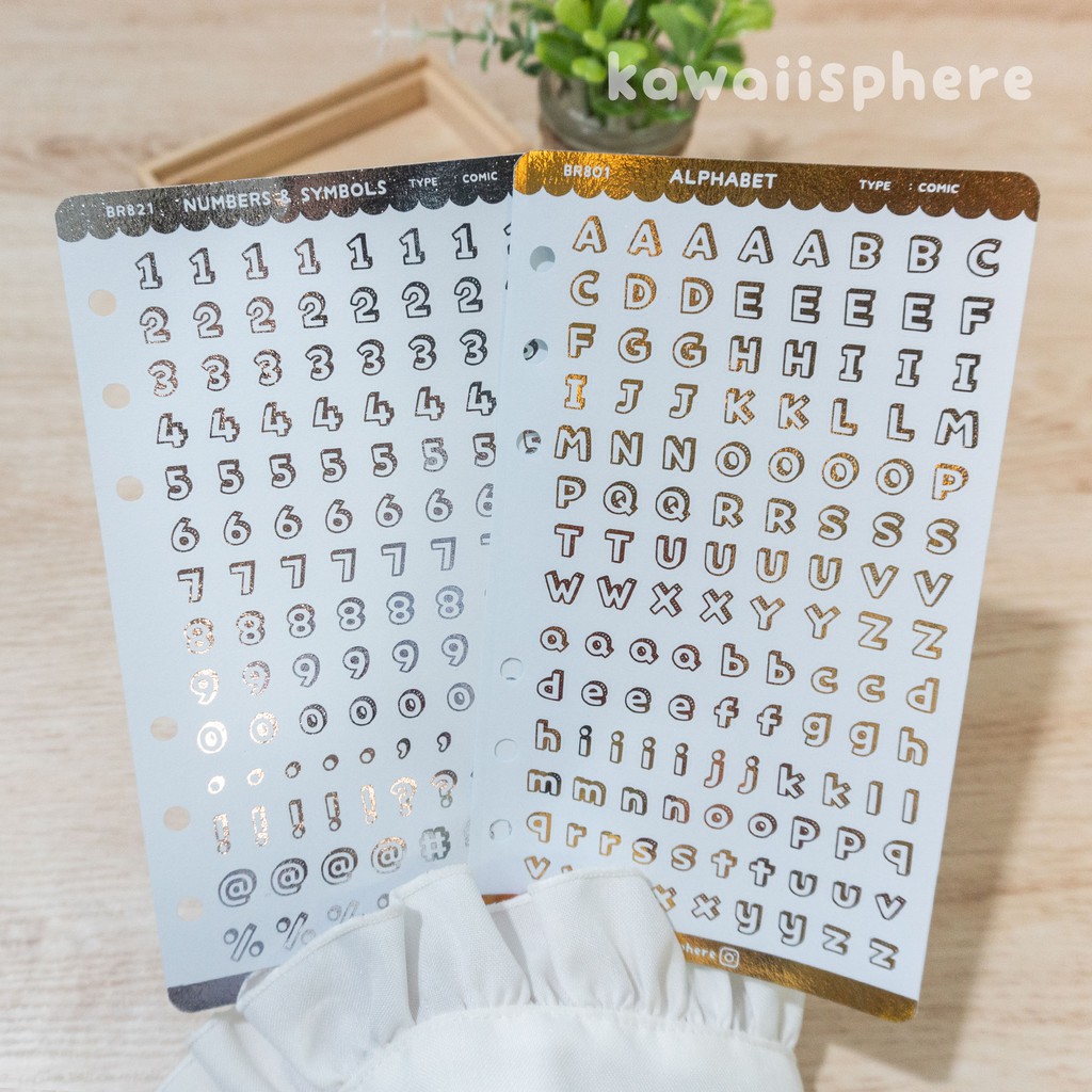 Jual Alphabet Numbers Comic Gold / Silver Foiled | A6 Ring Binder ...