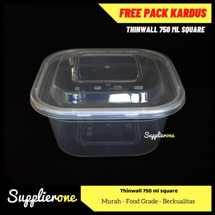 Jual Thinwall 750 Ml Kotak / Thinwall 750 Ml Square / Lunch Box Plastik ...