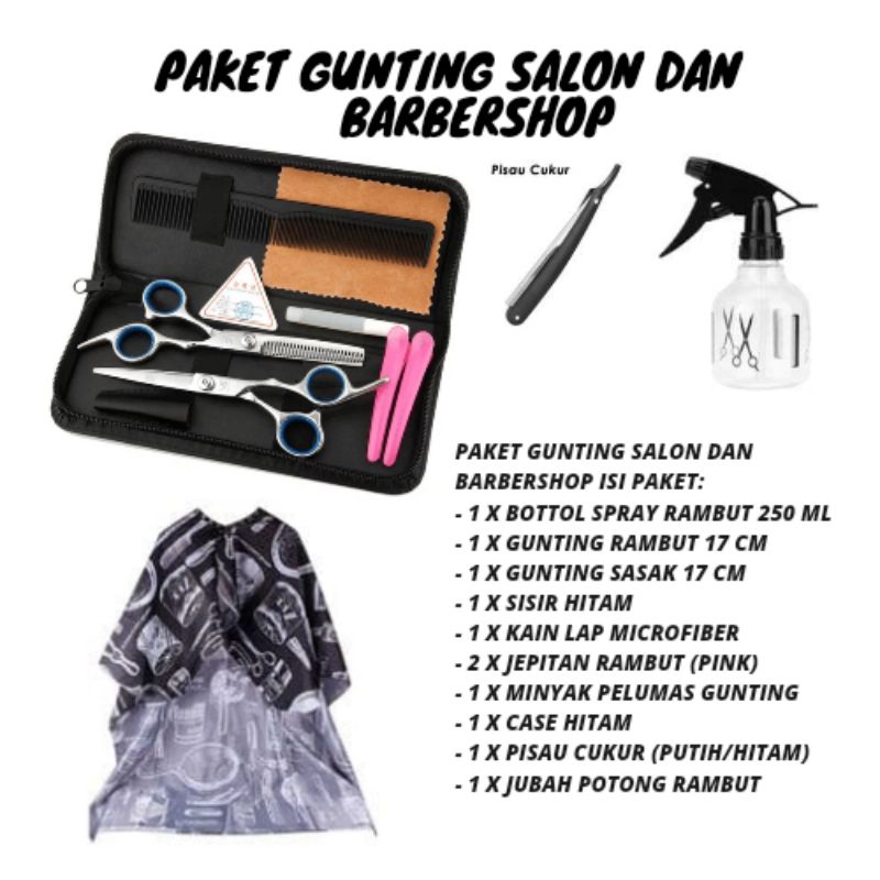 Jual Set Alat Gunting Cukur Rambut/Pangkas/Potong/Sasak Salon Barbersop ...