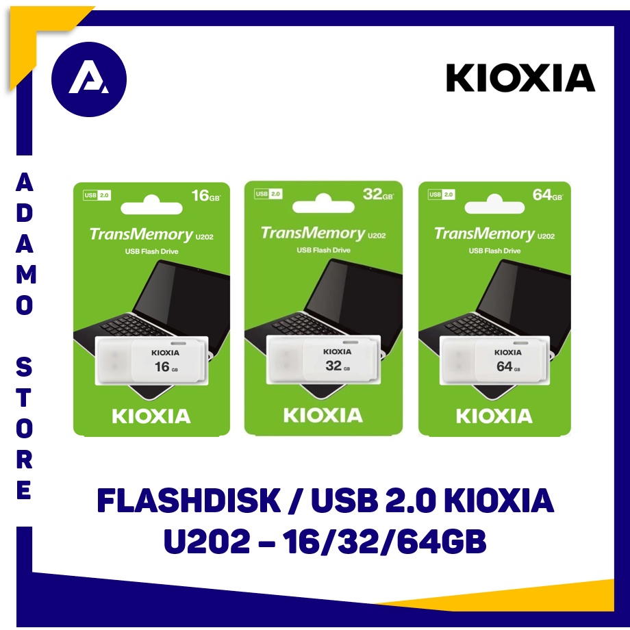 Jual Flashdisk Kioxia 16GB 32GB 64GB USB 2.0 U202 - Putih / Biru | Shopee Indonesia