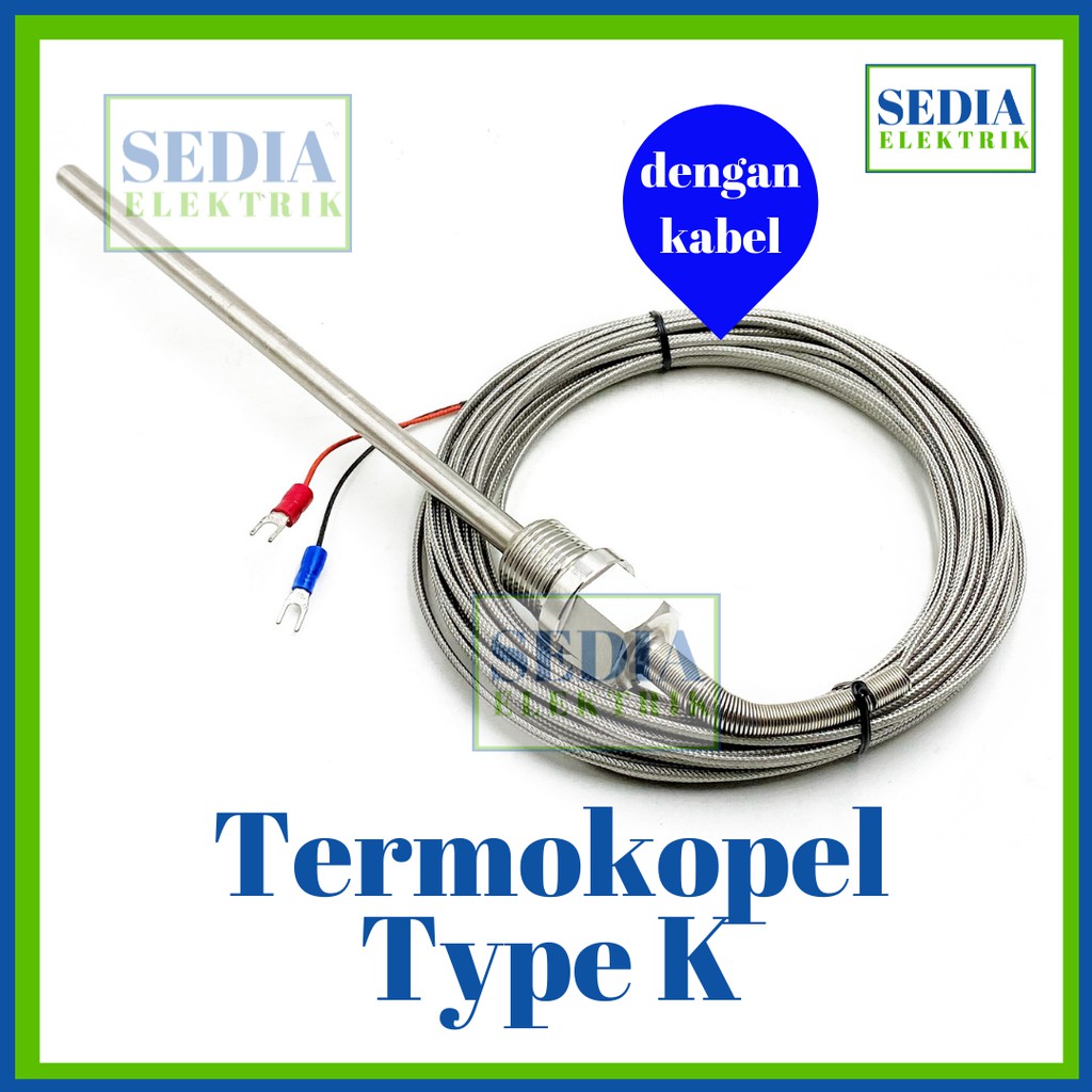 Jual Thermocouple Termokopel Type K Drat 1/2 in 0.5 in Dengan Kabel ...