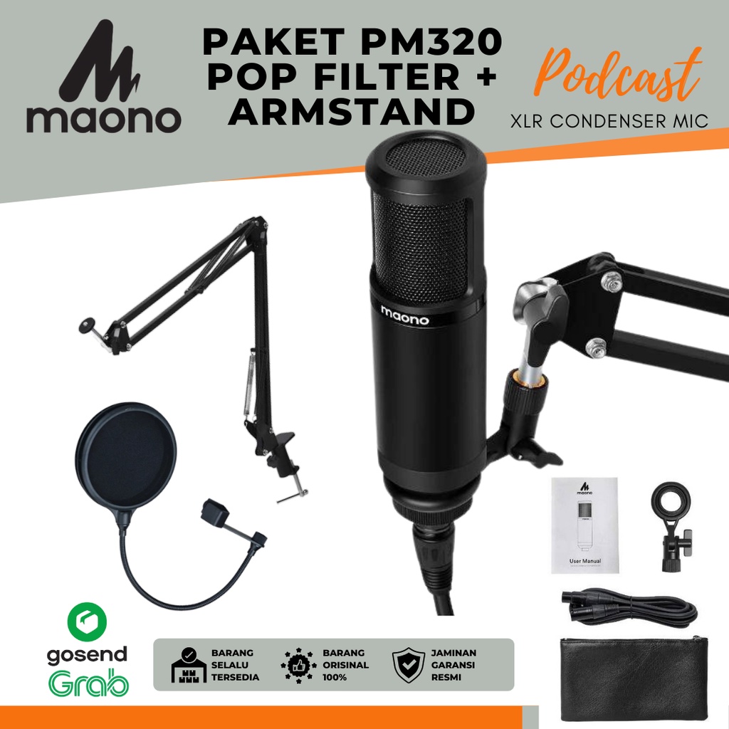 Jual PAKET MAONO AU-PM320 + POP FILTER + MIC ARM STAND | Shopee Indonesia