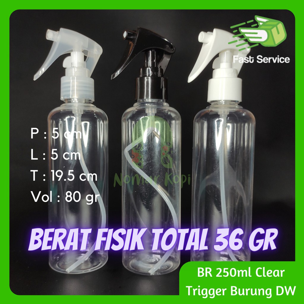 Jual Botol 250ml BR Clear Mini Trigger Burung Neck 24 | Shopee Indonesia