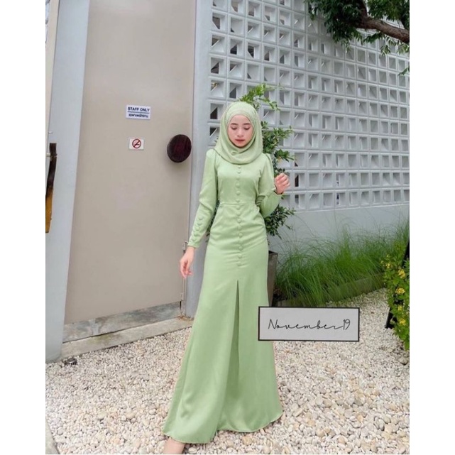 Jual Jahit dress gamis kondangan bahan satin velvet model melayu rok ...