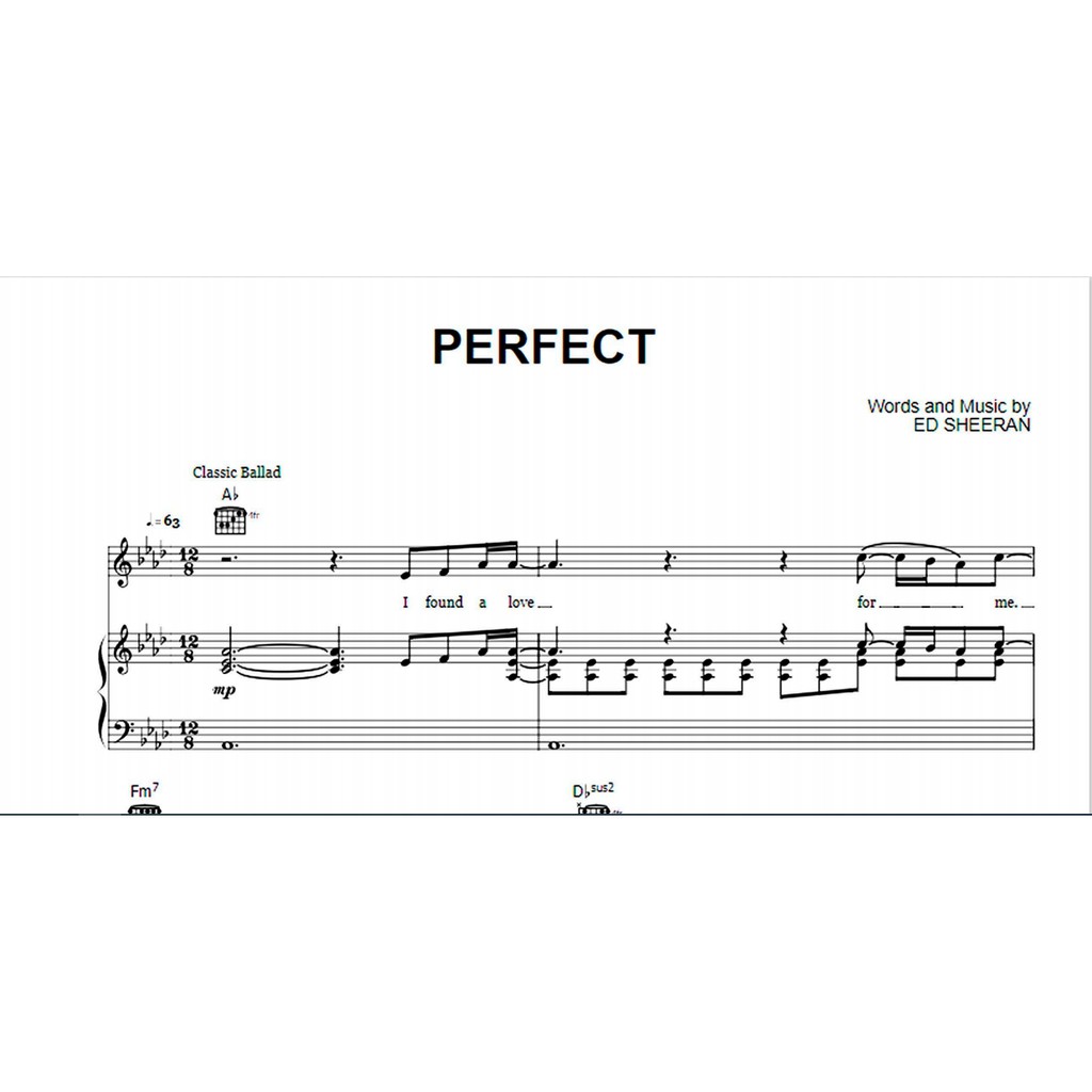 Jual lagu "Perfect (Ed Sheeran)"/ music sheet/ musik piano, keyboard ...