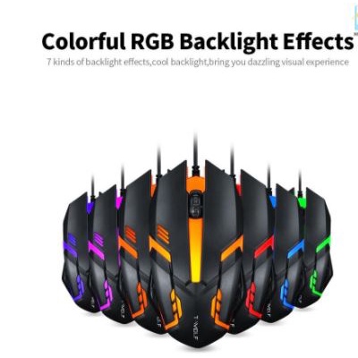 Jual Mouse gaming t-wolf wired usb optical 1200dpi 1.5G led for pc ...