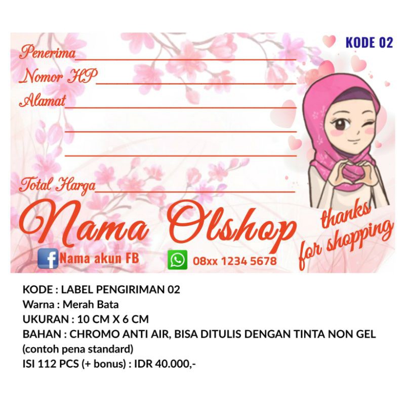 Jual Stiker Label Pengiriman Olshop Kode 02 | Shopee Indonesia