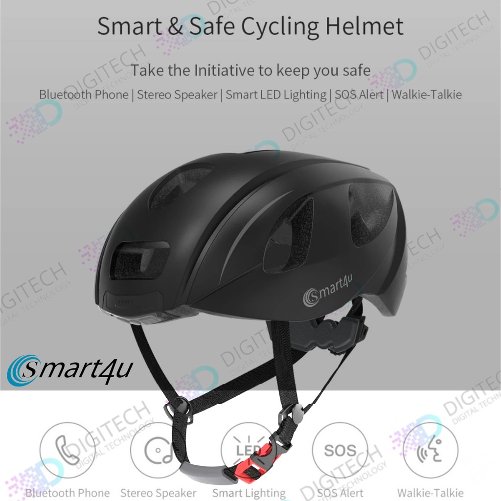 Jual Helm Sepeda Pintar Smart4U Smart Safety Helmet 6 LED SOS Walkie ...