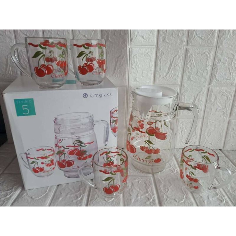 Jual Kimglass Pitcher Cherry Set 5 Pcs Teko dan Gelas Set | Shopee ...