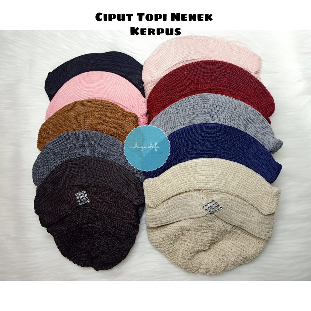 Jual Ciput kerpus rajut topi pet nenek ibu ma ojah kerut ck | Shopee ...