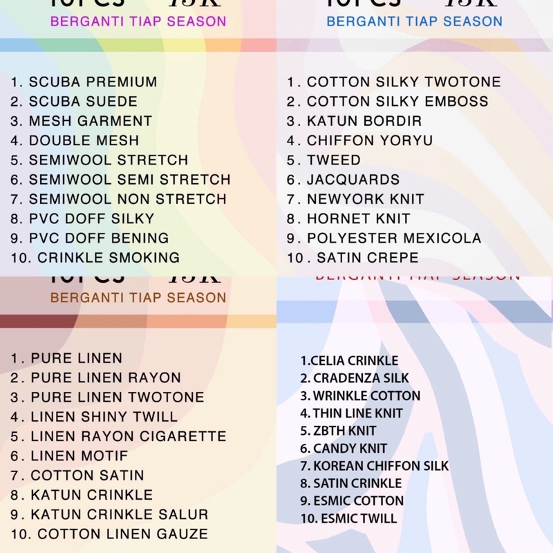 Jual Sample Pack Kain Gudang Garage swatches | Shopee Indonesia