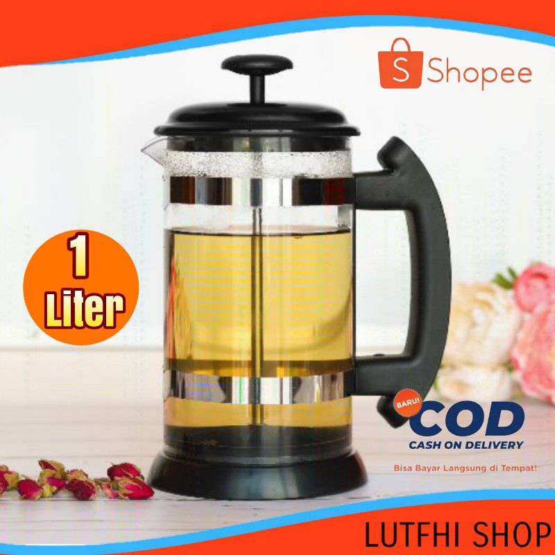 Jual French Press Coffee 1 liter Plunger Milk Jug kopi Maker Pot ...