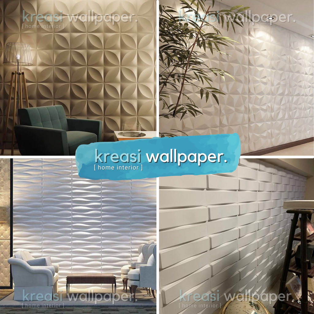 Jual Wall Panel Wallpaper Dinding 3D Premium Timbul Putih PVC Grosir ...