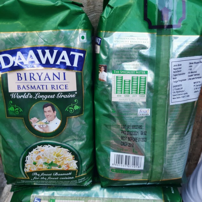 Jual 978Eq1W Daawat Basmati Rice Biryani (World'S Longest Grains*) 1Kg ...