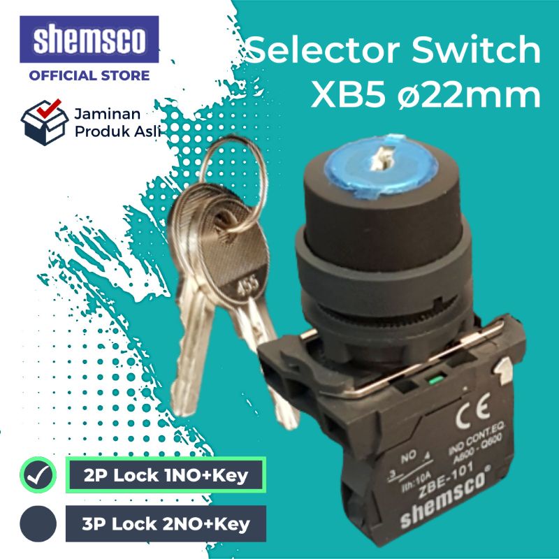 Jual 22mm 2 Posisi 3 Posisi Key Selector Switch Kunci Turn-Lock XB5-AG ...