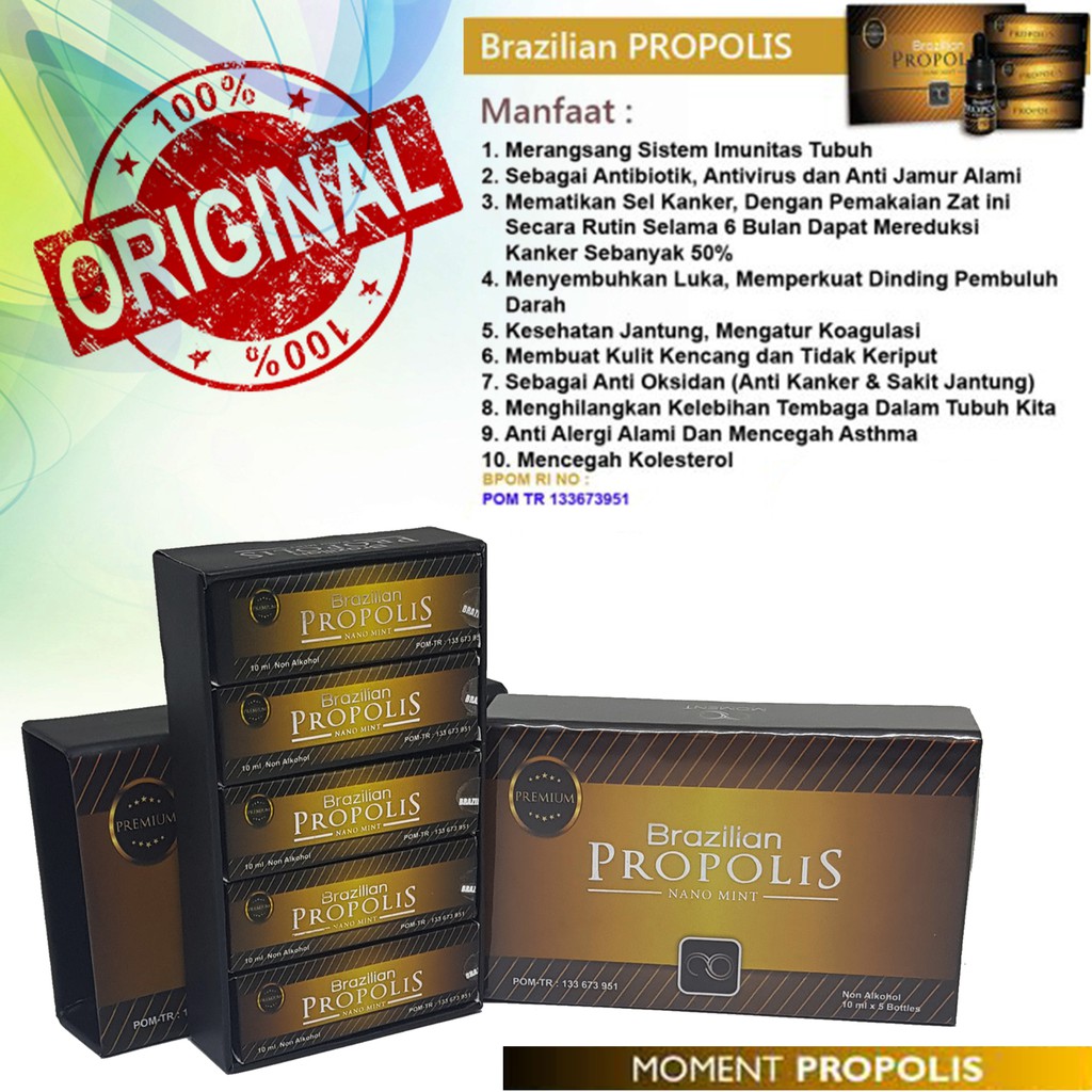Jual PROPOLIS MOMENT BRAZILIAN Original Halal Harga untuk isi 5 botol 1 ...