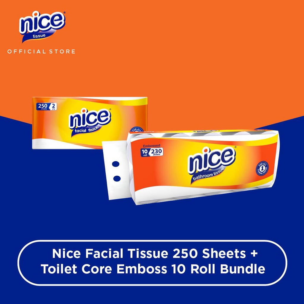 Jual Nice Tissue Toilet Roll Core Emboss 10 Roll 230 Sheets + Nice ...