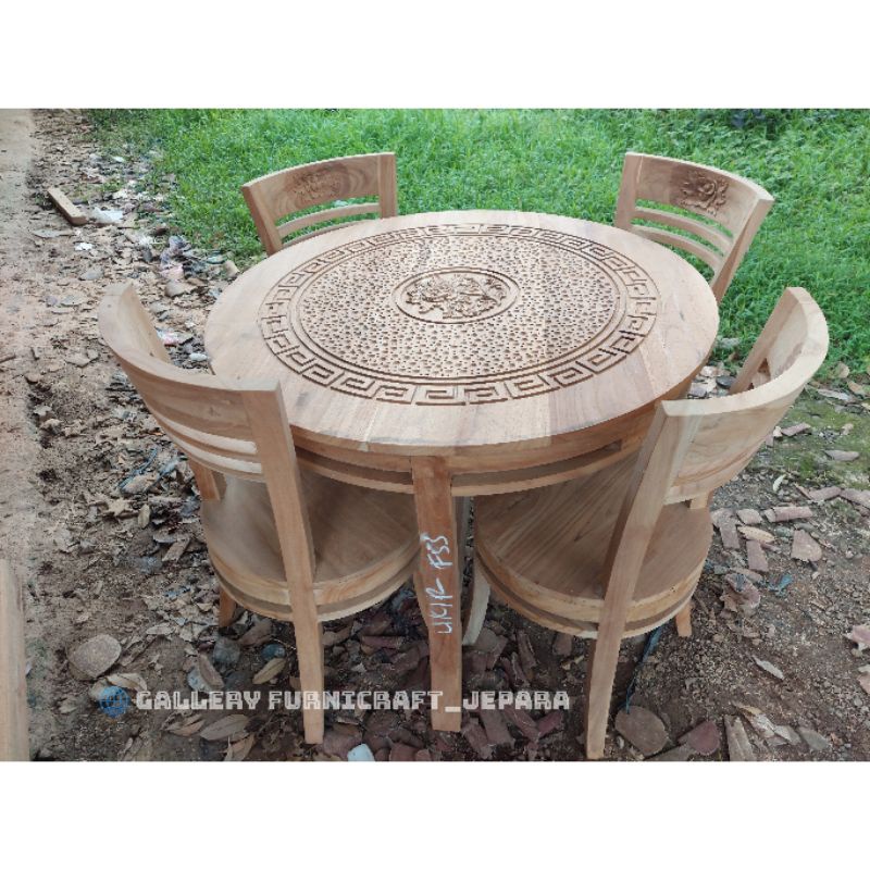 Jual Meja Makan Mesir Kayu Jati 4 Kursi | Shopee Indonesia