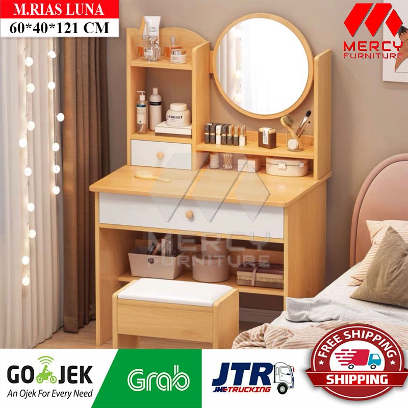 Jual Mercy Meja Rias Sliding LED Meja rias Kaca Putih Minimalis ...