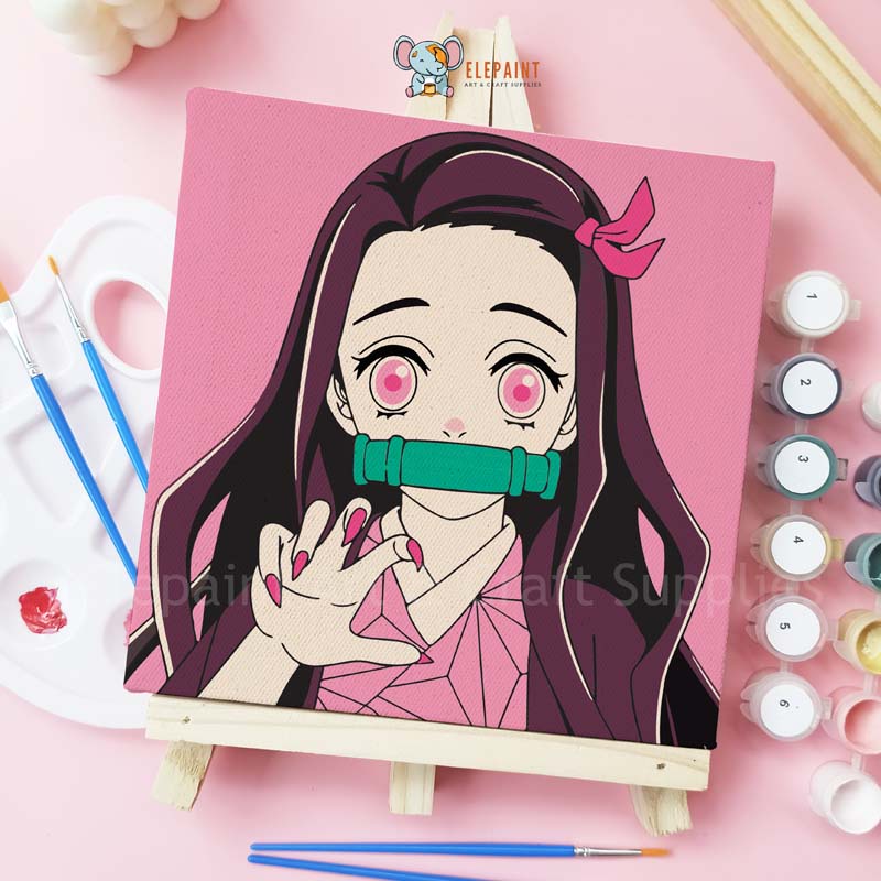 Jual Paint By Number 20x20cm Anime Nezuko DIY Painting Kit Demon Slayer ...