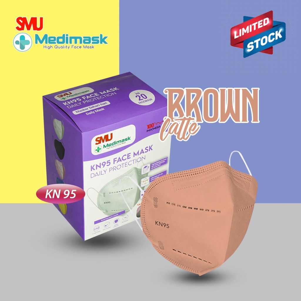 Jual MEDIMASK masker medis KN95 New colour - BROWNLATTE (beige)- 5 ply ...