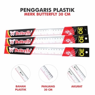 Jual Penggaris Plastik Butterfly 30cm/Garisan/Mistar/Original(PCS ...