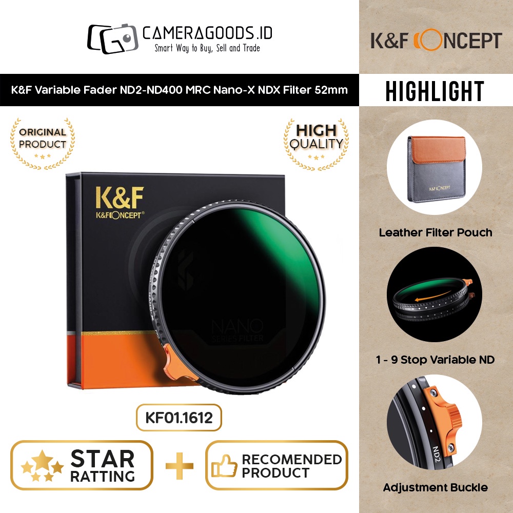 Jual K&F KNF Variable Fader ND2-ND400 MRC Nano-X Variable ND Filter 52mm | Shopee Indonesia