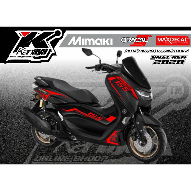Jual Sticker nmax 2020 hitam dengan bahan oracal merah terbaru | Shopee ...