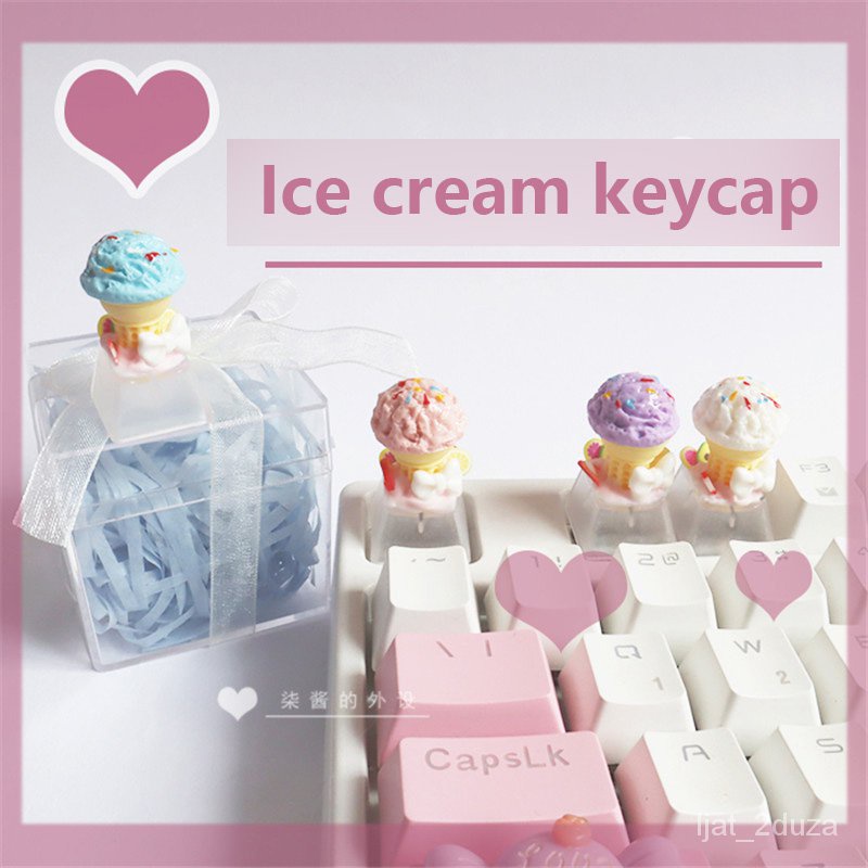 Jual Custom Cute Ice cream Keycaps Kawaii three-dimensional Translucent ...