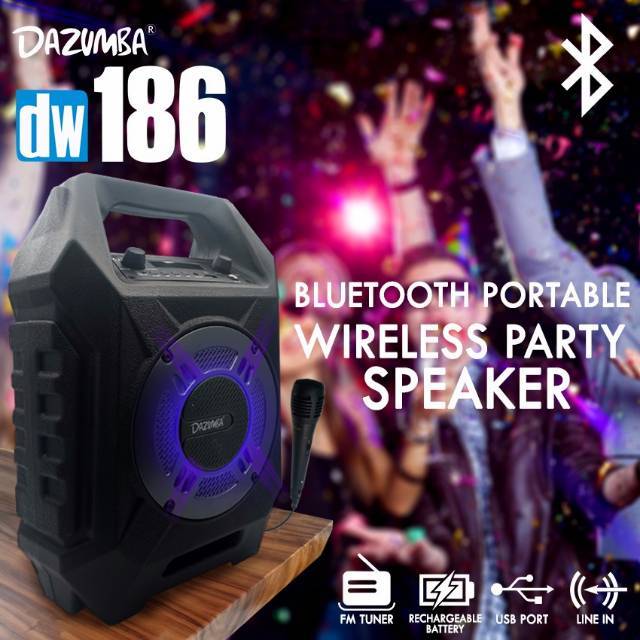 Jual Speaker Aktif Bonus Mic Karaoke Bluetooth dan Radio Dazumba DW 186 | Shopee Indonesia