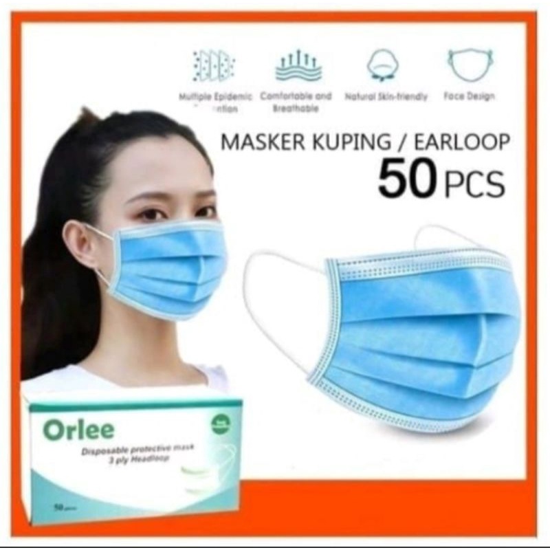 Jual Orlee Masker 3 Ply isi 50 Pcs | Shopee Indonesia