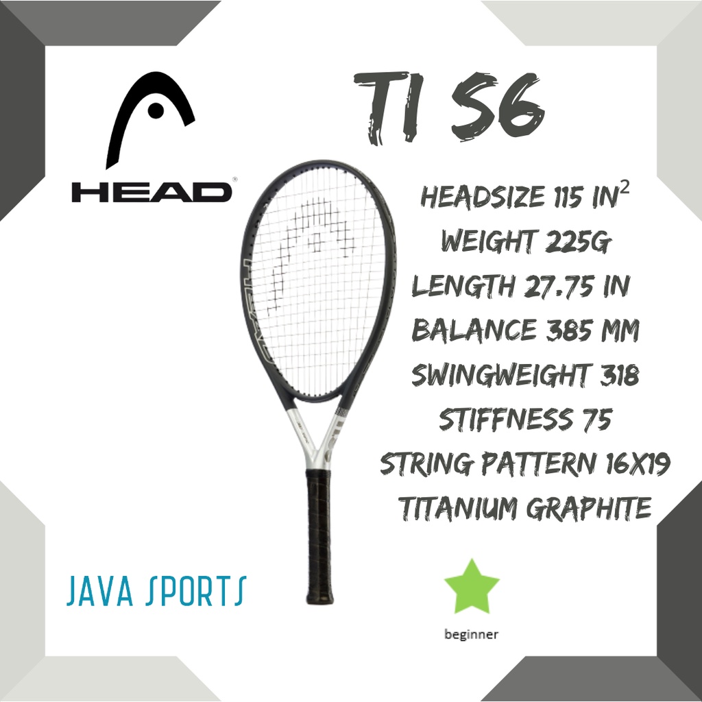 Jual Raket Tenis Head Ti S6 Tennis Racket | Pemula - Beginner | 225g ...