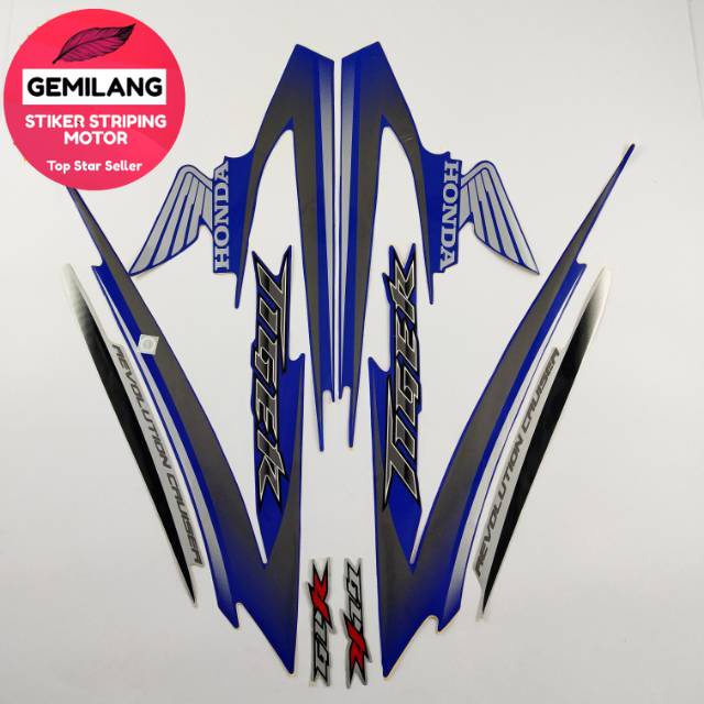 Jual Striping Decal Polet Sticker honda tiger 2009 revo biru list body ...
