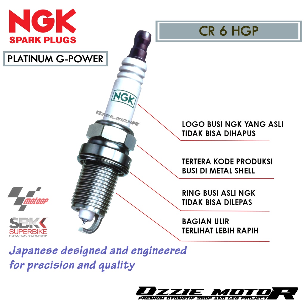 Jual BUSI MOTOR NGK PLATINUM G-POWER CR6HGP ORIGINAL THUNDER GL PRO ...