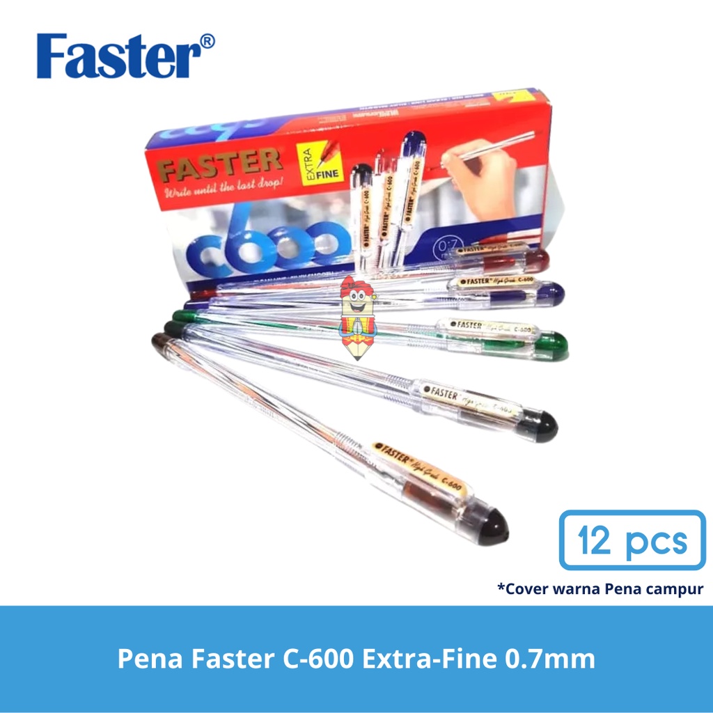 Jual Pena / pulpen Faster C-600 Extra-fine 0.7mm 1 lusin /12 pcs ...