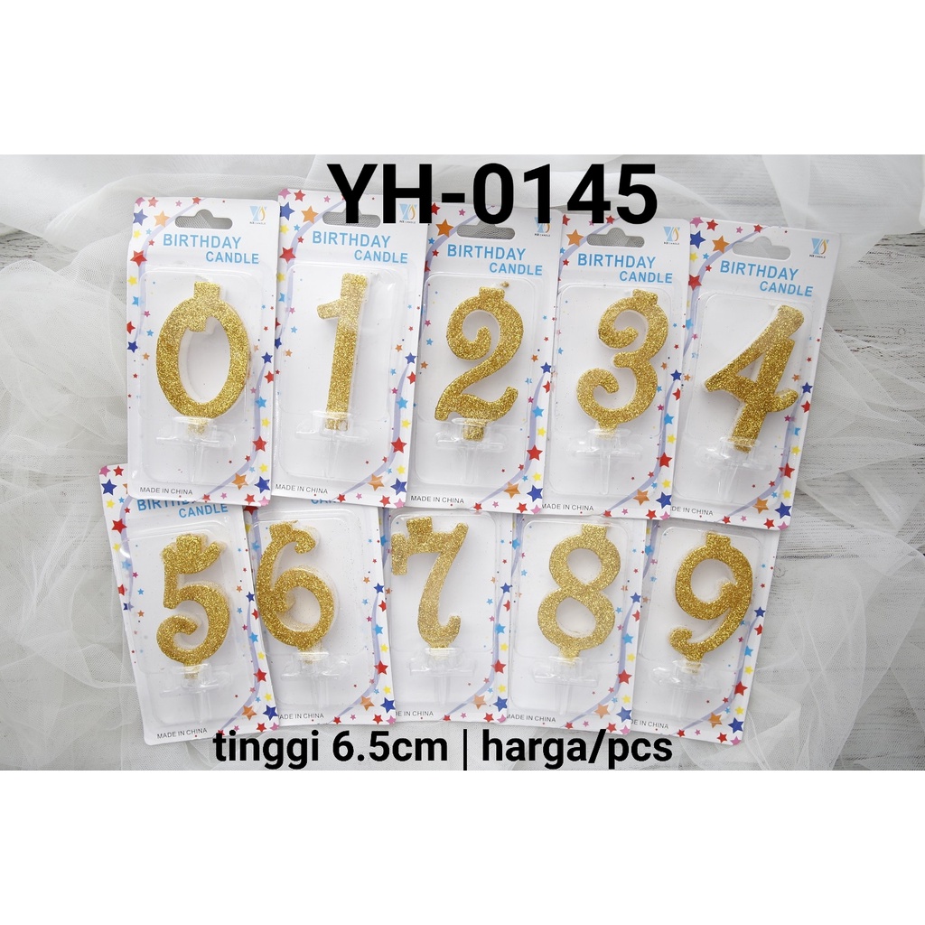 Jual GR-YH-0145 Lilin angka kue ultah ulang tahun birthday emas glitter ...