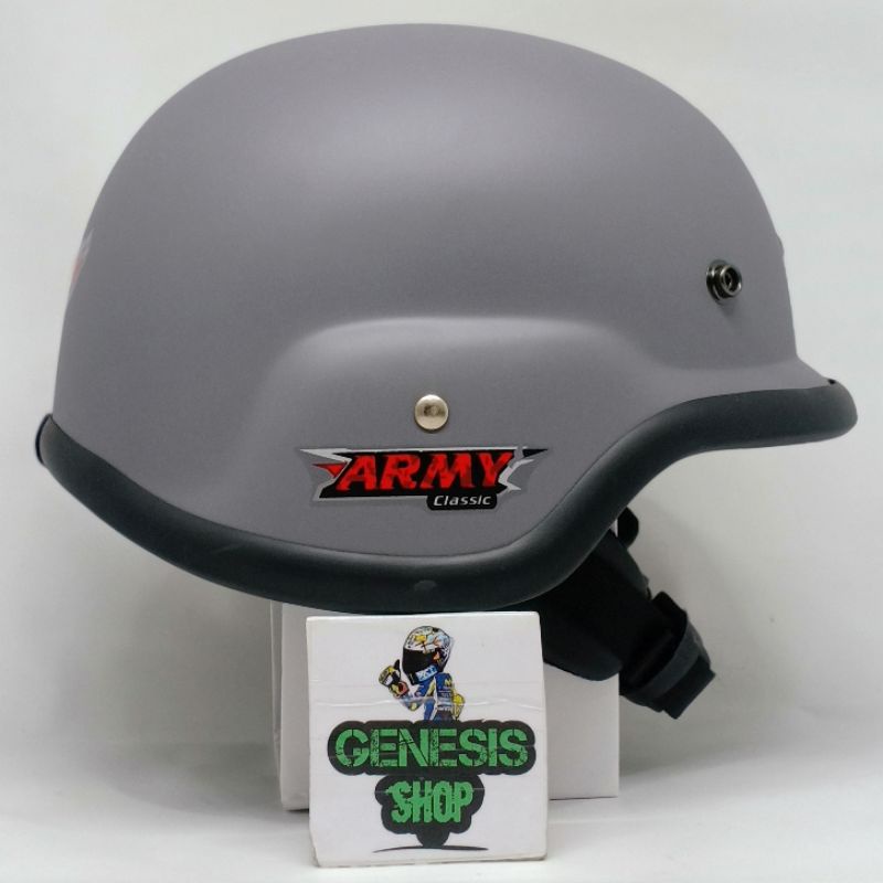 Jual Helm HBC army solid polos helm retro army | Shopee Indonesia