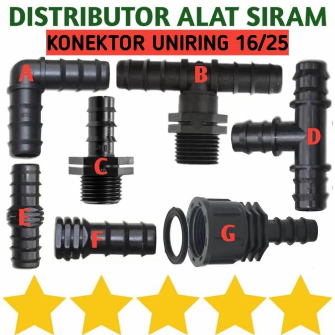 Jual [Ready] Nepel Konektor Selang Uniring 16/25 Tee Elbow Drat Selang ...