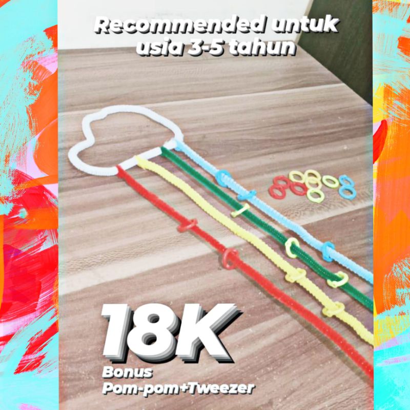 Jual pipe Cleaner+Tweezer+Pom-pom Sensory Play Kit Anak Preschool ...