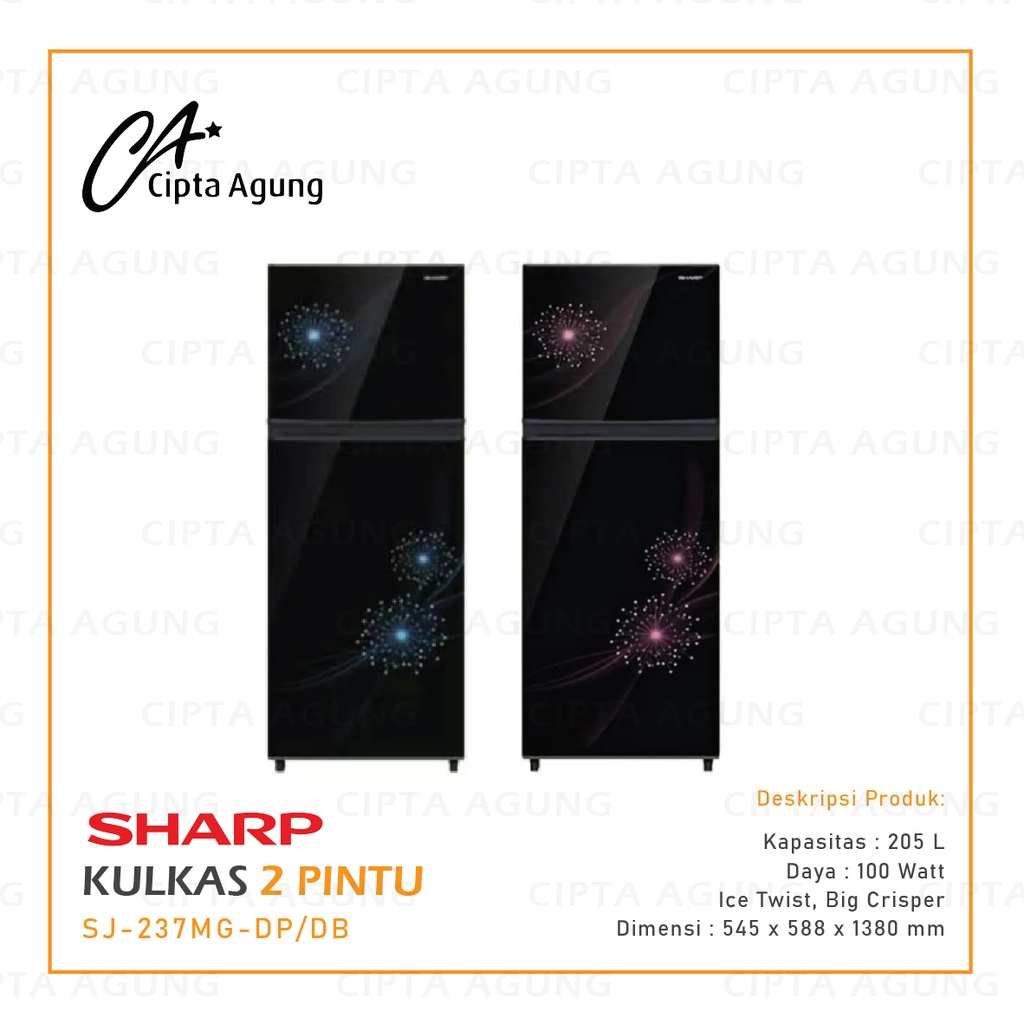 Jual KULKAS 2 PINTU 205 L SHARP SJ-237MG-DP/DB SJ 237 MG DP / DB [BDG] | Shopee Indonesia
