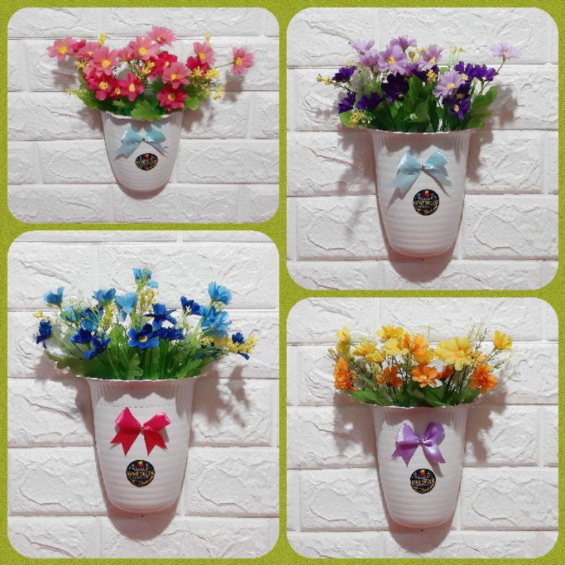 Jual RB6033 RANGKAIAN HIASAN BUNGA DAYSI KUPU KUPU POT TAWON DINDING ...