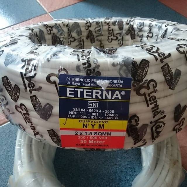 Jual KABEL ETERNA NYM 2X1.5 / KABEL LISTRIK ETERNA NYM 2X1.5 / ROLL 50M METER | Shopee Indonesia