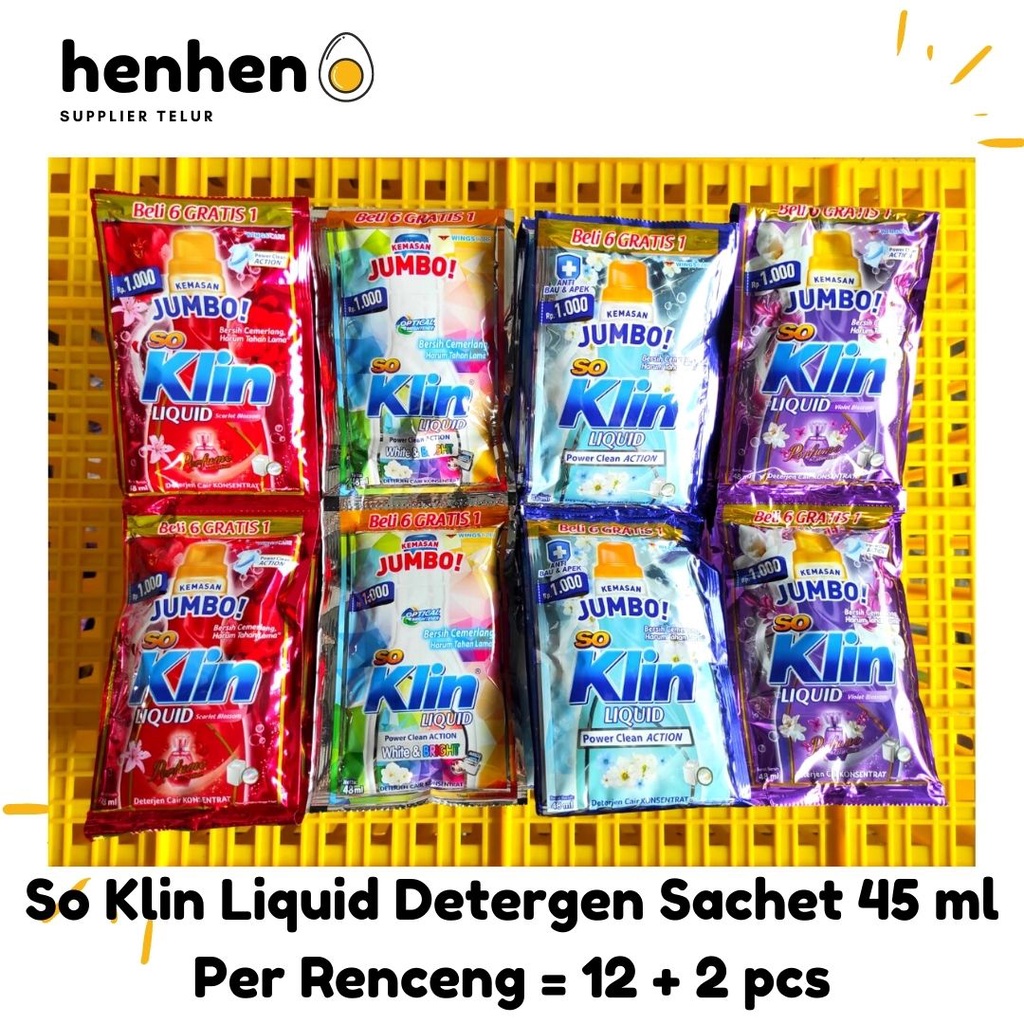 Jual SO KLIN LIQUID DETERGEN CAIR RENCENG 43 ML ISI 12 + BONUS | Shopee ...