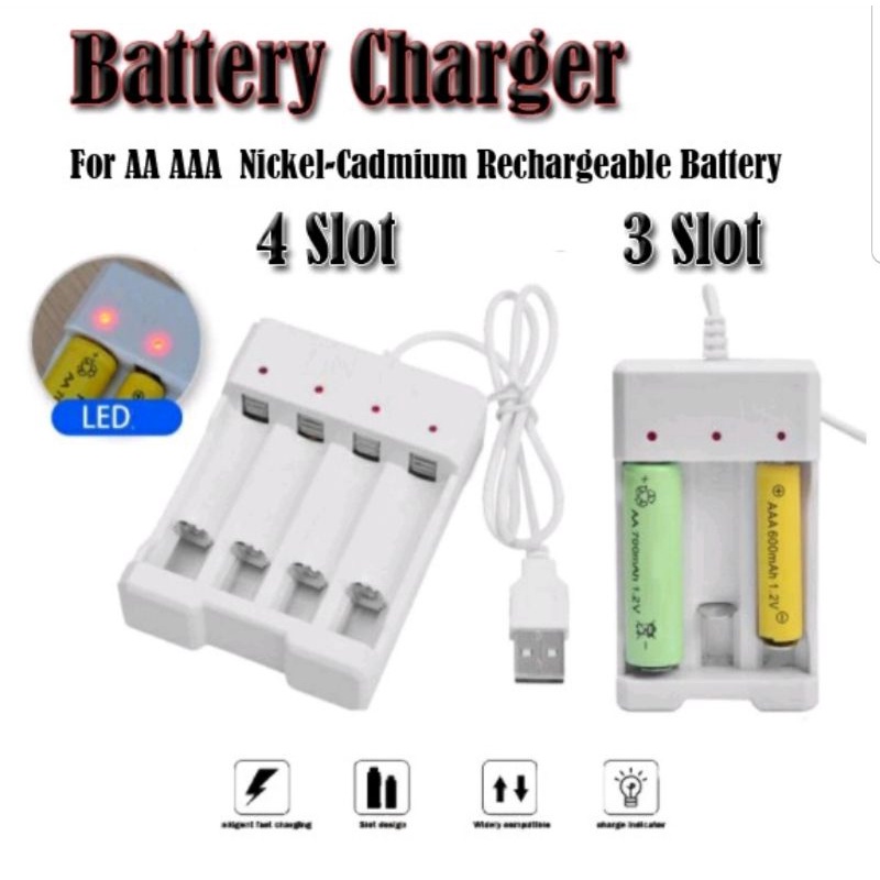 Jual Cas Baterai DC5V 1A 1.2V 3 atau 4 Slot AA / AAA Rechargeable ...