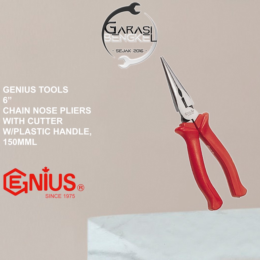 Jual Genius Tools Chain Nose Plier With Cutter - Long Nose - Tang ...