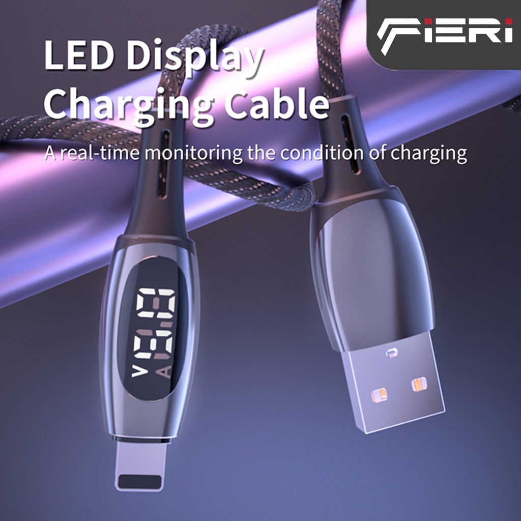 Jual Fieri LED Display Smart Cable Fast Charging Lightning Kabel Data ...