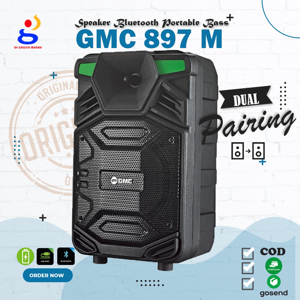 Jual Speaker Bluetooth Portable GMC 897M 6 inch bisa pakai MIc Karaoke ...