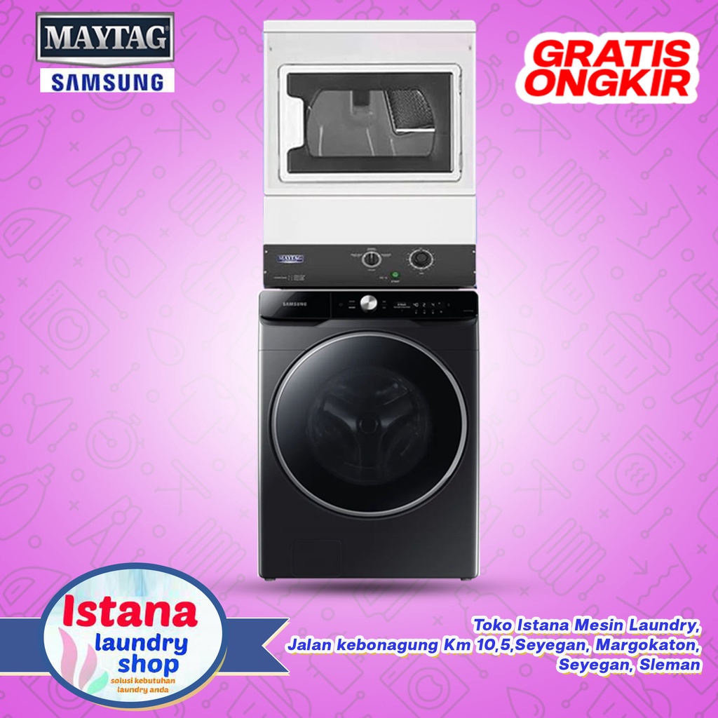Jual STACK MESIN CUCI SAMSUNG 21KG DAN DRYER MAYTAG 15KG PANEL BAWAH ...