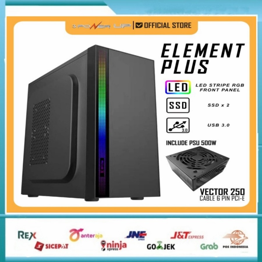 Jual Casing PC Power UP Element Plus 915 LED Stripe RGB+PSU500W 6 pin ...